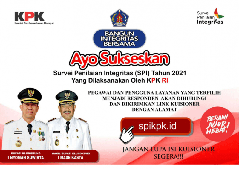 Ayo Sukseskan Survei Penilaian Integritas (SPI) Tahun 2021 - Dinas ...